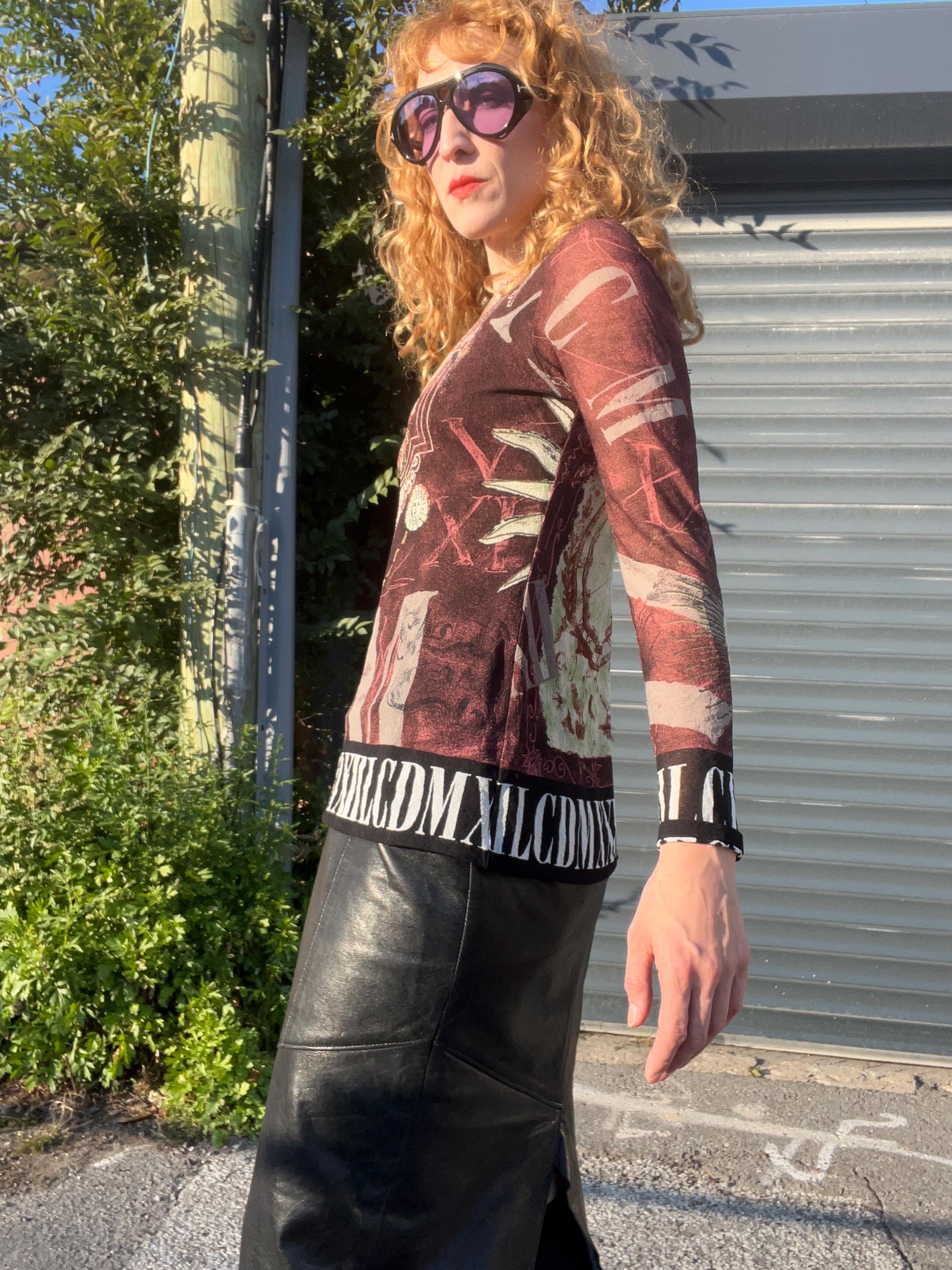 CELESTIAL MESH Vintage 1990s All Over Printed Top With Asymmetrical Hem ...