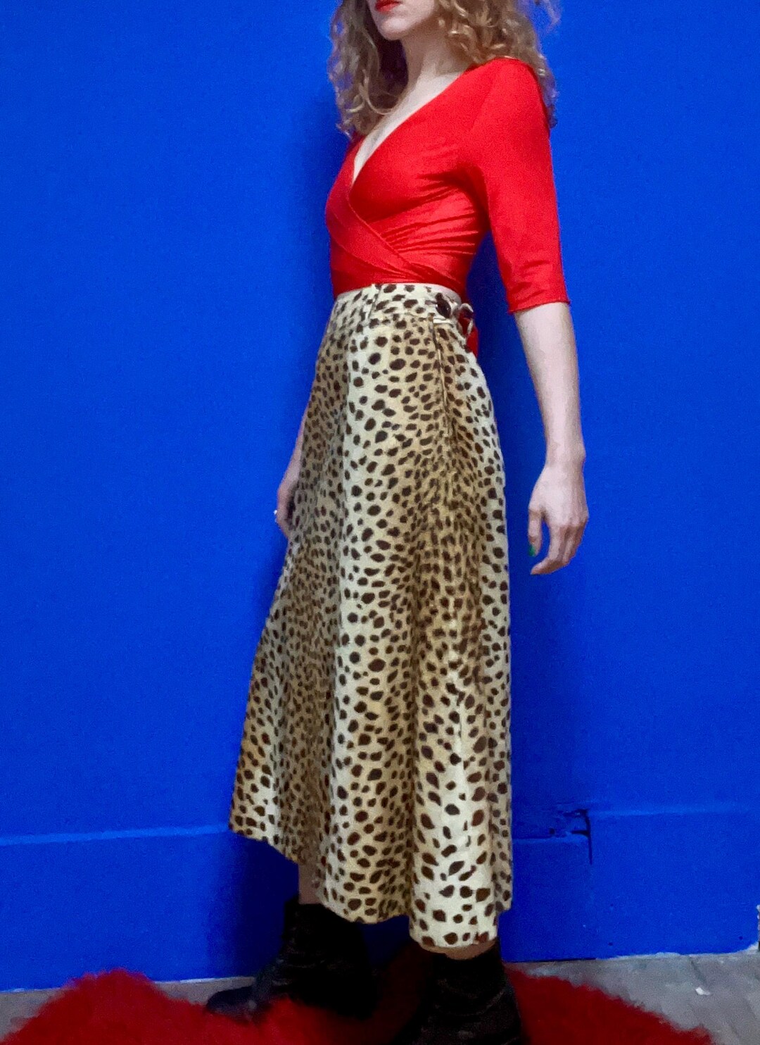 FAUX CHEETAH Vintage 1960s Animal Print Plush A Line Maxi Skirt, by ...