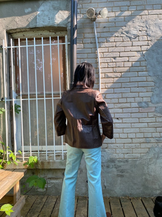 HORSE HIDE LEATHER Vintage 1930s Zip-Up Brown Leather… - Gem