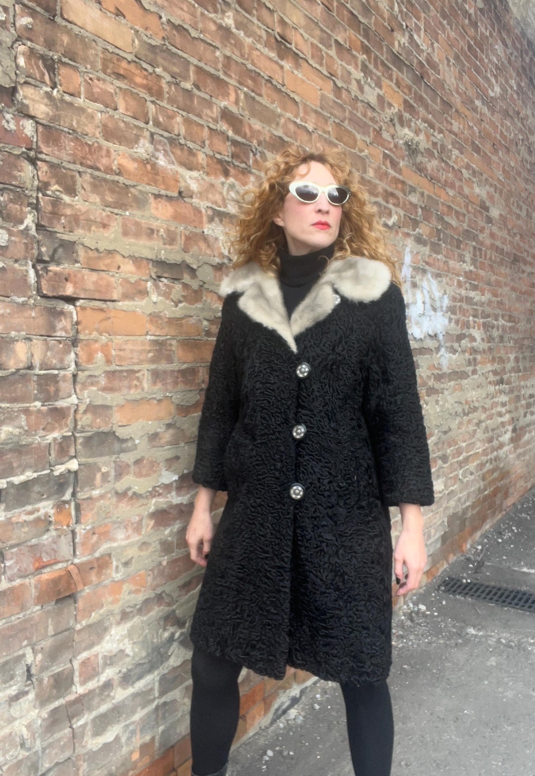 PERSIAN LAMB Vintage 1960s Luxury Cropped Karakul Coat With Sapphire ...
