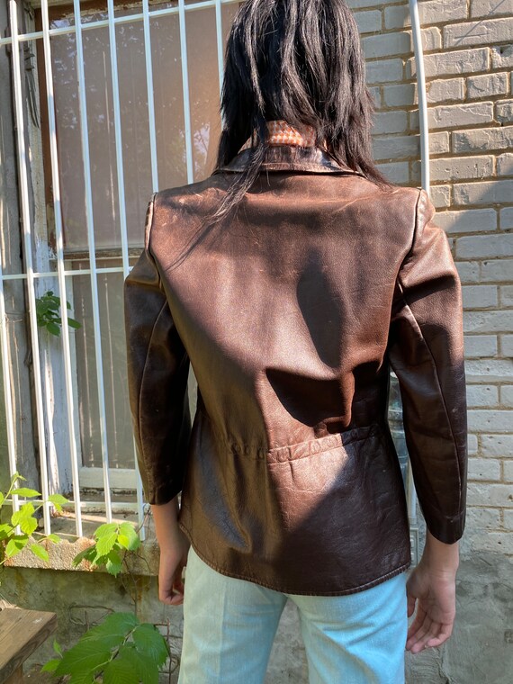 HORSE HIDE LEATHER Vintage 1930s Zip-Up Brown Leather… - Gem