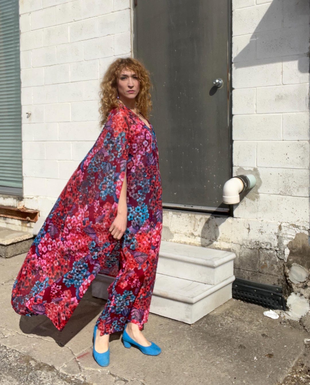 CHERRY BLOSSOM CHIFFON Vintage 1960s Sheer Nylon Waterfall Gown ...