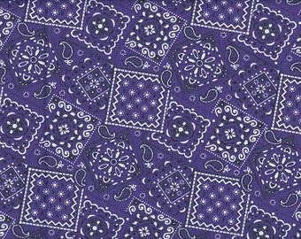 Purple Bandana Fabric by the Yard Paisley 100 Percent Cotton - Etsy