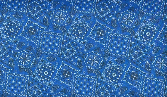 Beautiful ROYAL blue bandana fabric Sold by the YARD | Etsy