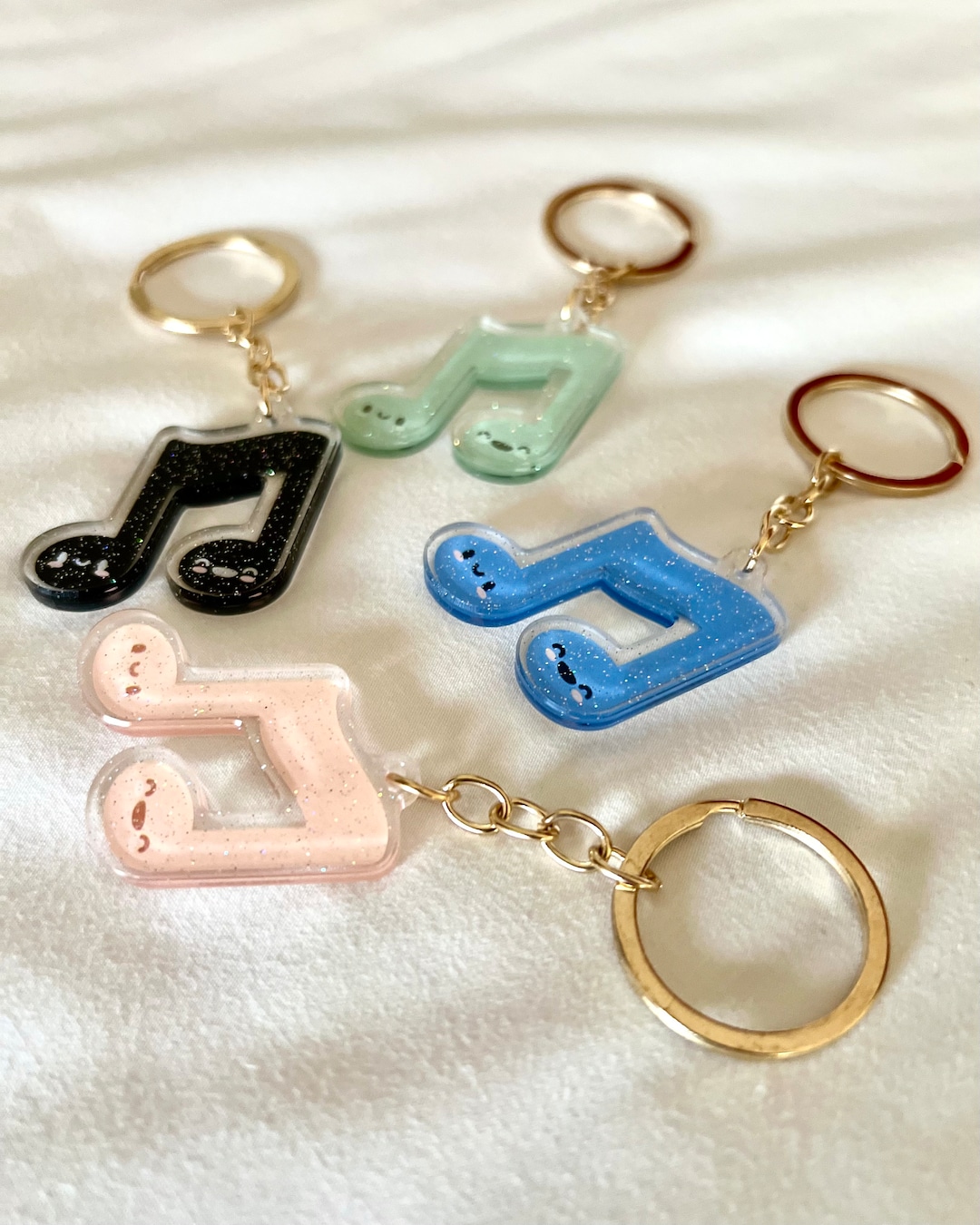 Music Note Acrylic Glitter Gold Keychain by Band Camp Buddies - Etsy