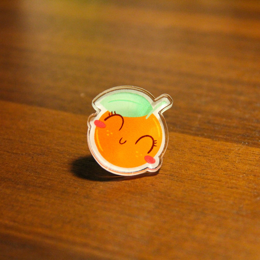Kawaii Orange, Dashing Dimples by Band Camp Buddies, Acrylic Pin - Etsy