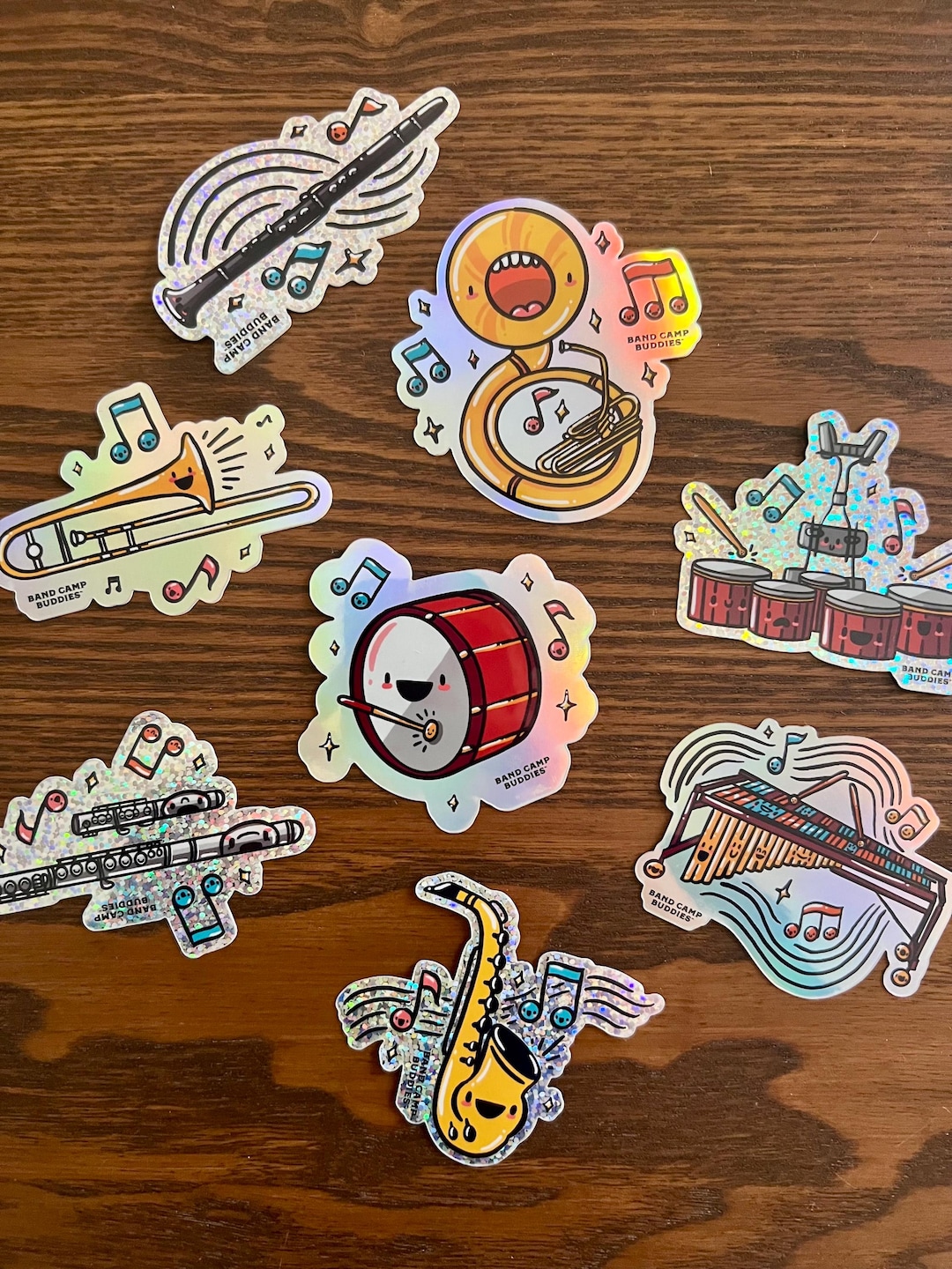 Musical Instrument Sticker Pack: Glitter Holographic Vinyl Stickers ...