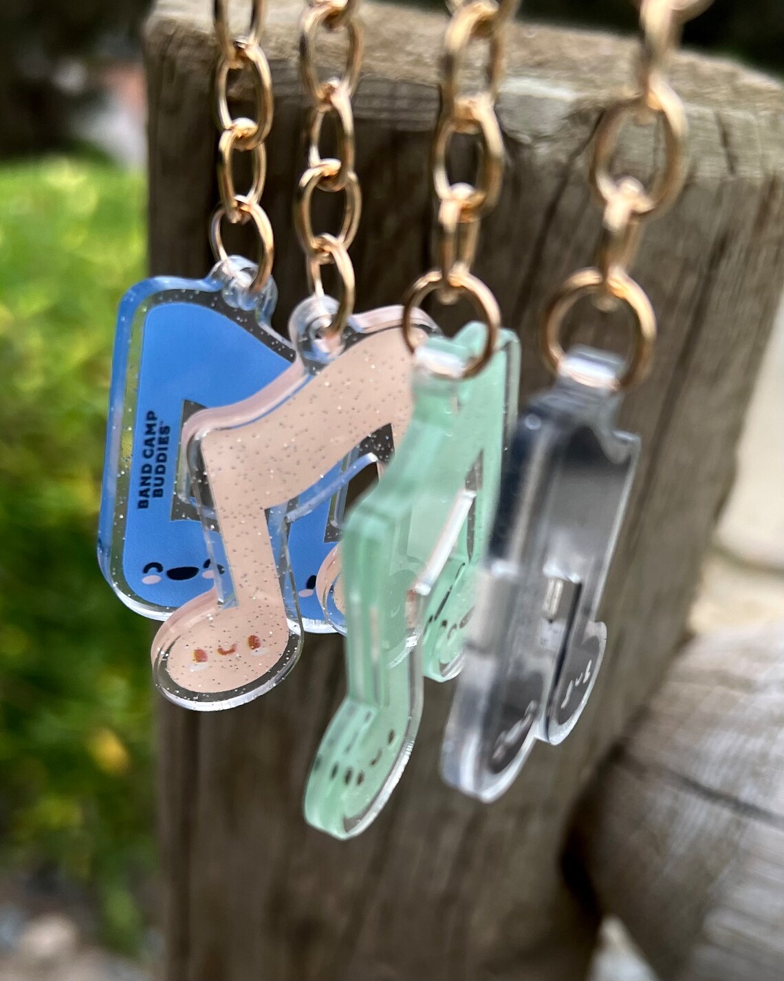 Music Note Acrylic Glitter Gold Keychain by Band Camp Buddies - Etsy