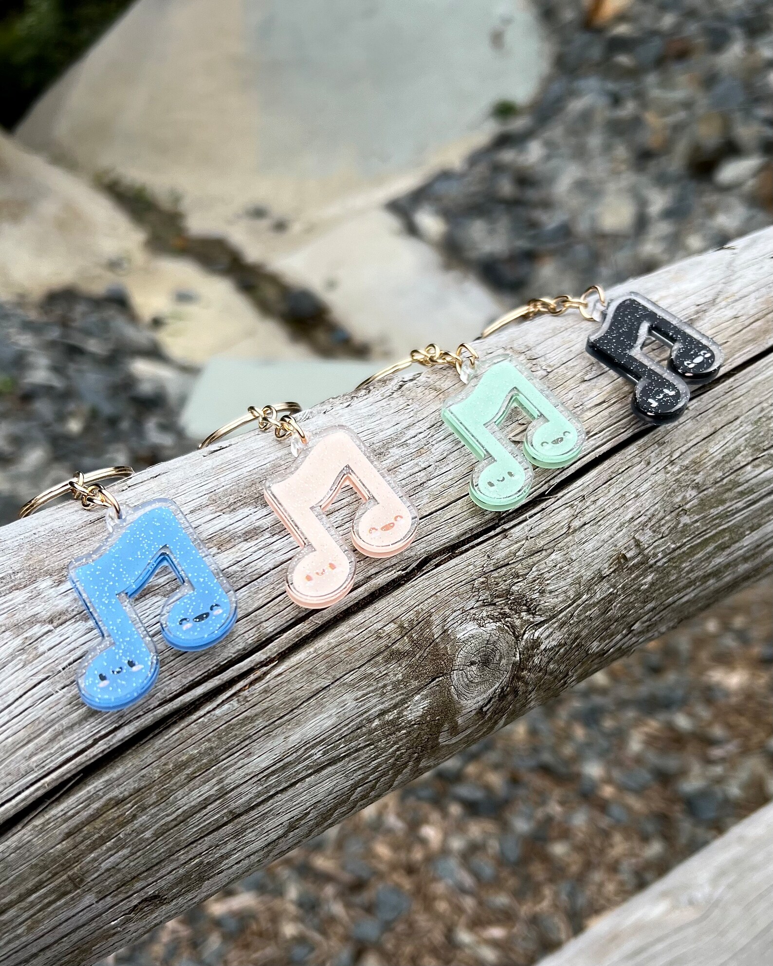 Music Note Acrylic Glitter Gold Keychain by Band Camp Buddies - Etsy