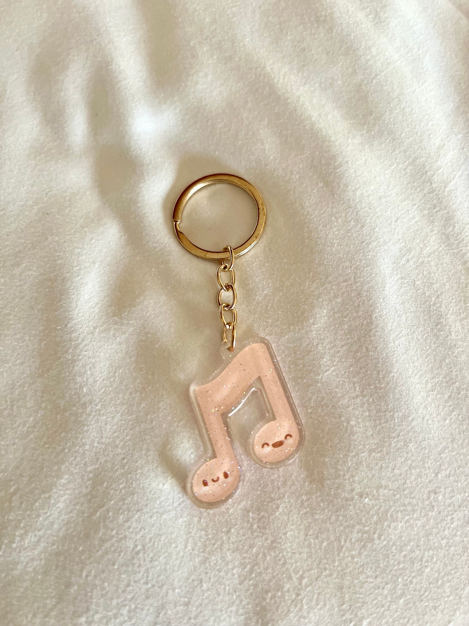 Music Note Acrylic Glitter Gold Keychain by Band Camp Buddies - Etsy