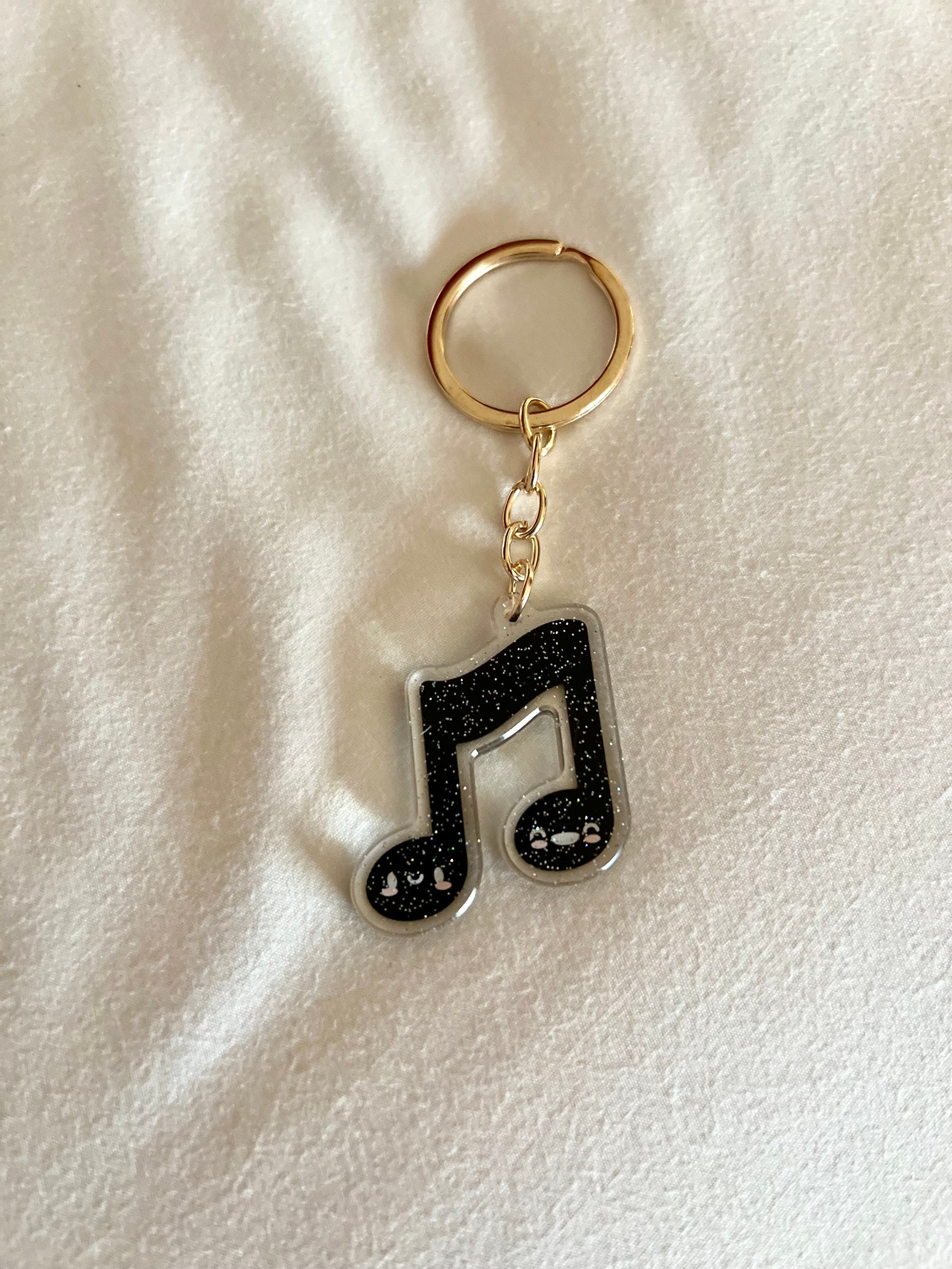 Music Note Acrylic Glitter Gold Keychain by Band Camp Buddies - Etsy