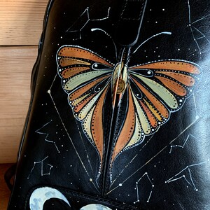 Lunar Moth Backpack Women Mini Leather Backpack Witchy Aesthetic Hand ...