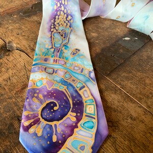 Sage Green and Very Peri Tie Maximalist Floral Necktie Hand Painted ...