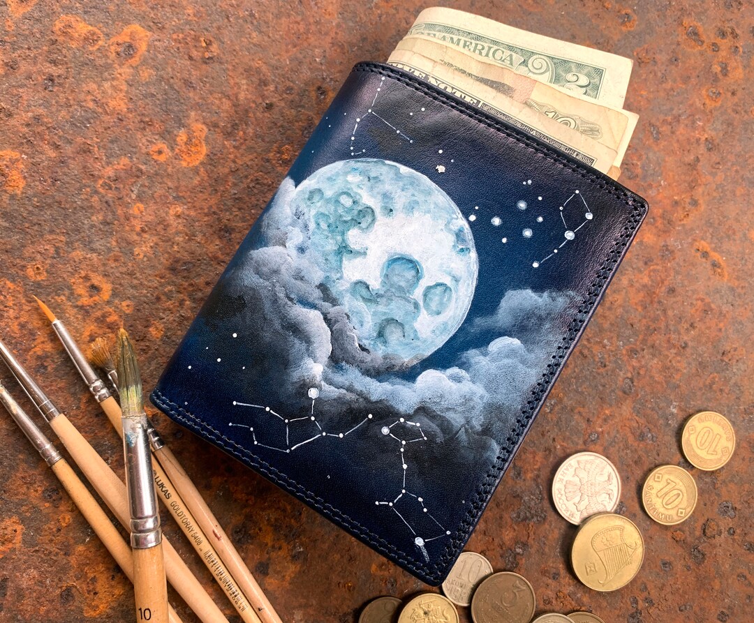 Harvest Moon Witch Wallet Mens Leather Wallet Trifold 3rd Anniversary ...