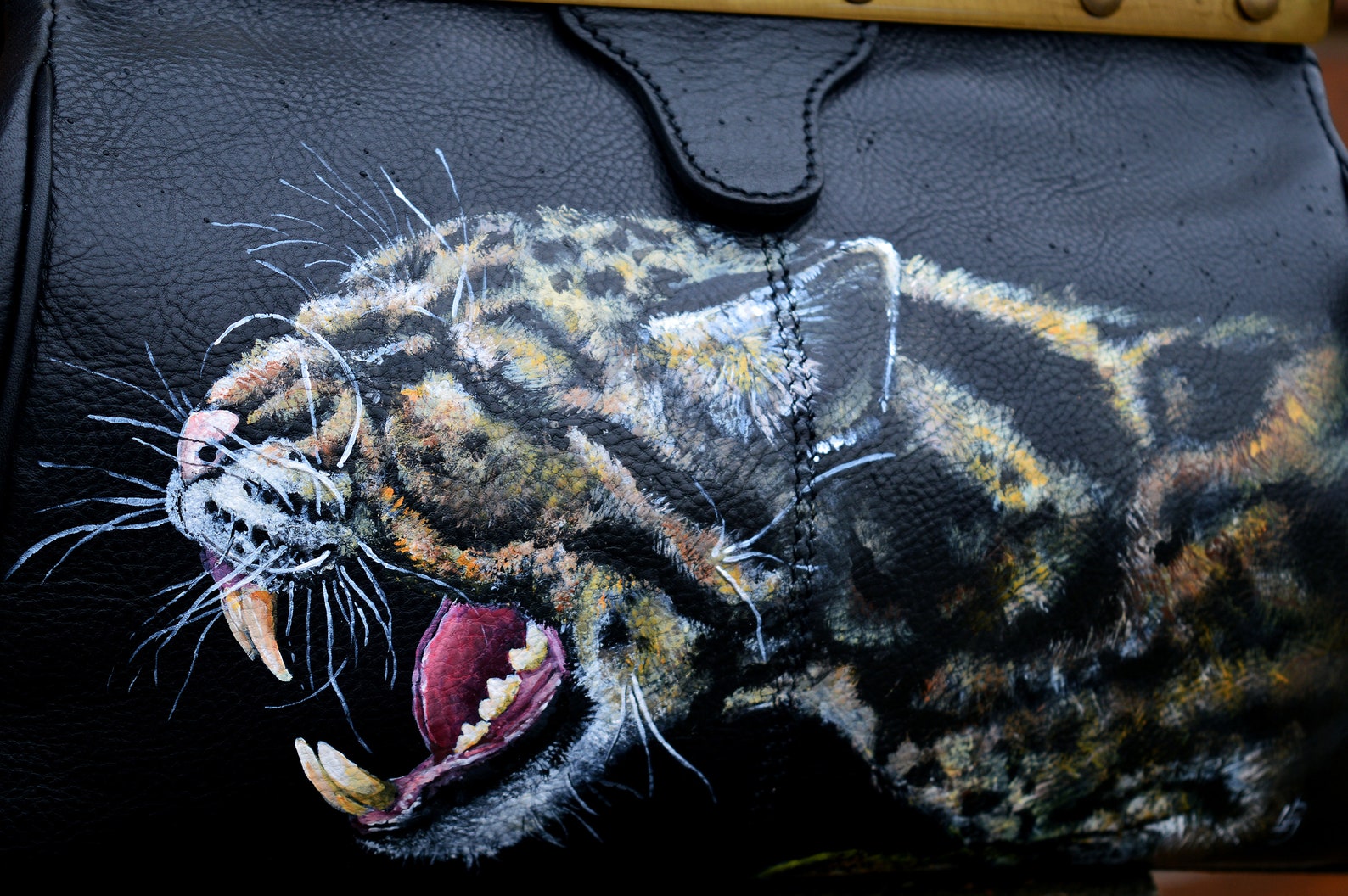 Snow Leopard Bag Leather Doctor Bag Hand Painted - Etsy