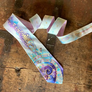 Sage Green and Very Peri Tie Maximalist Floral Necktie Hand Painted ...
