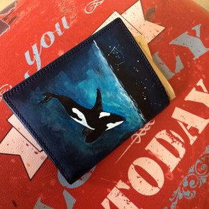 Orca Mens Wallet Trifold. Killer Whale & Celestial Art. Hand Painted ...