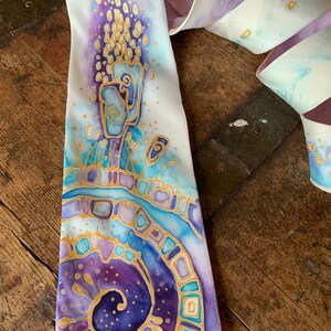 Sage Green and Very Peri Tie Maximalist Floral Necktie Hand Painted ...