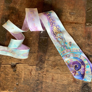 Sage Green and Very Peri Tie Maximalist Floral Necktie Hand Painted ...