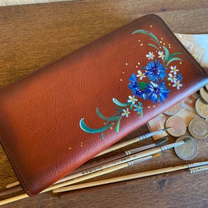 Long Leather Wallet Painted Cute Card Wallet Women - Etsy