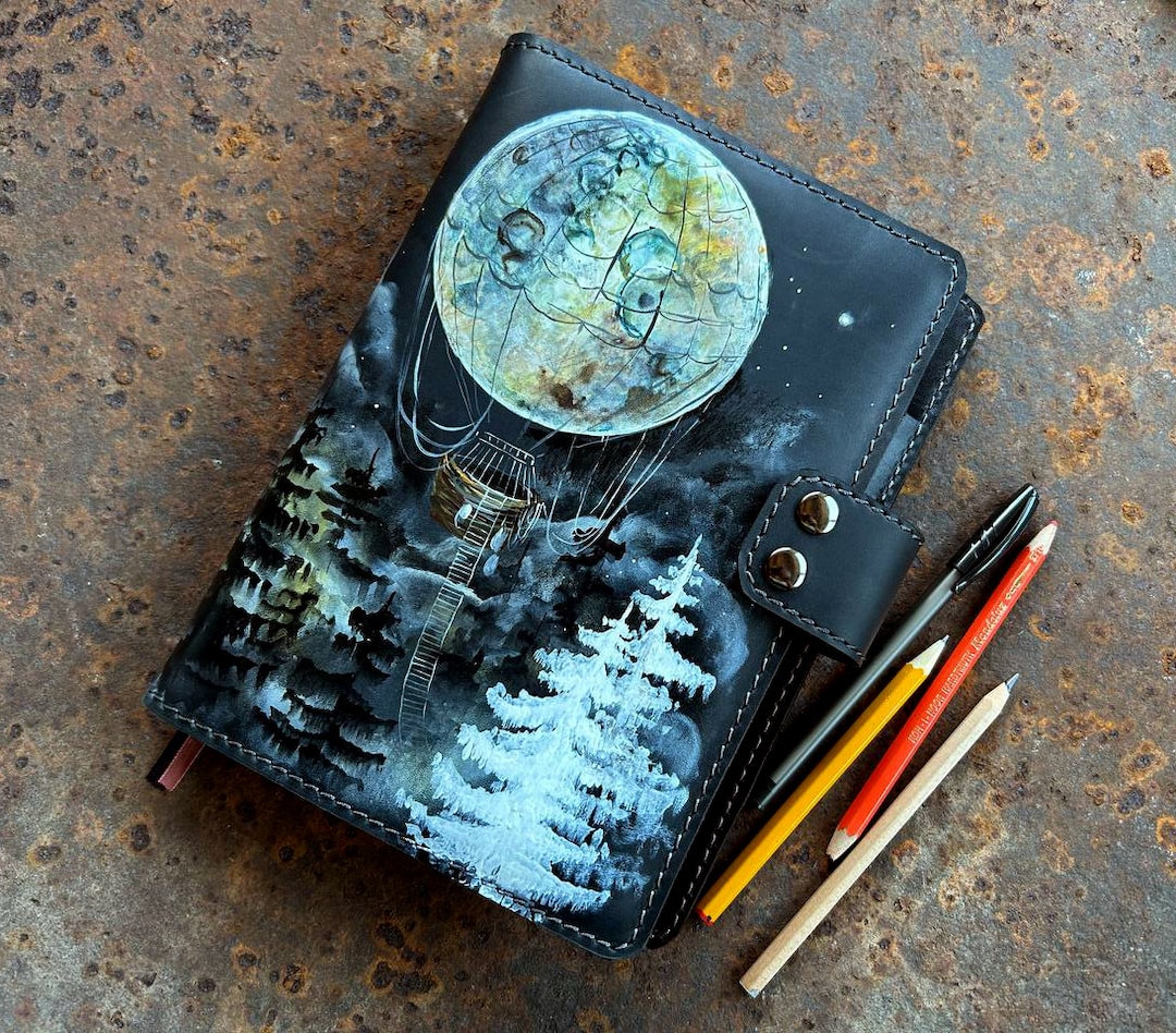 Refillable Moon Journal Cover Leather Planner Witchy Dream Journal ...