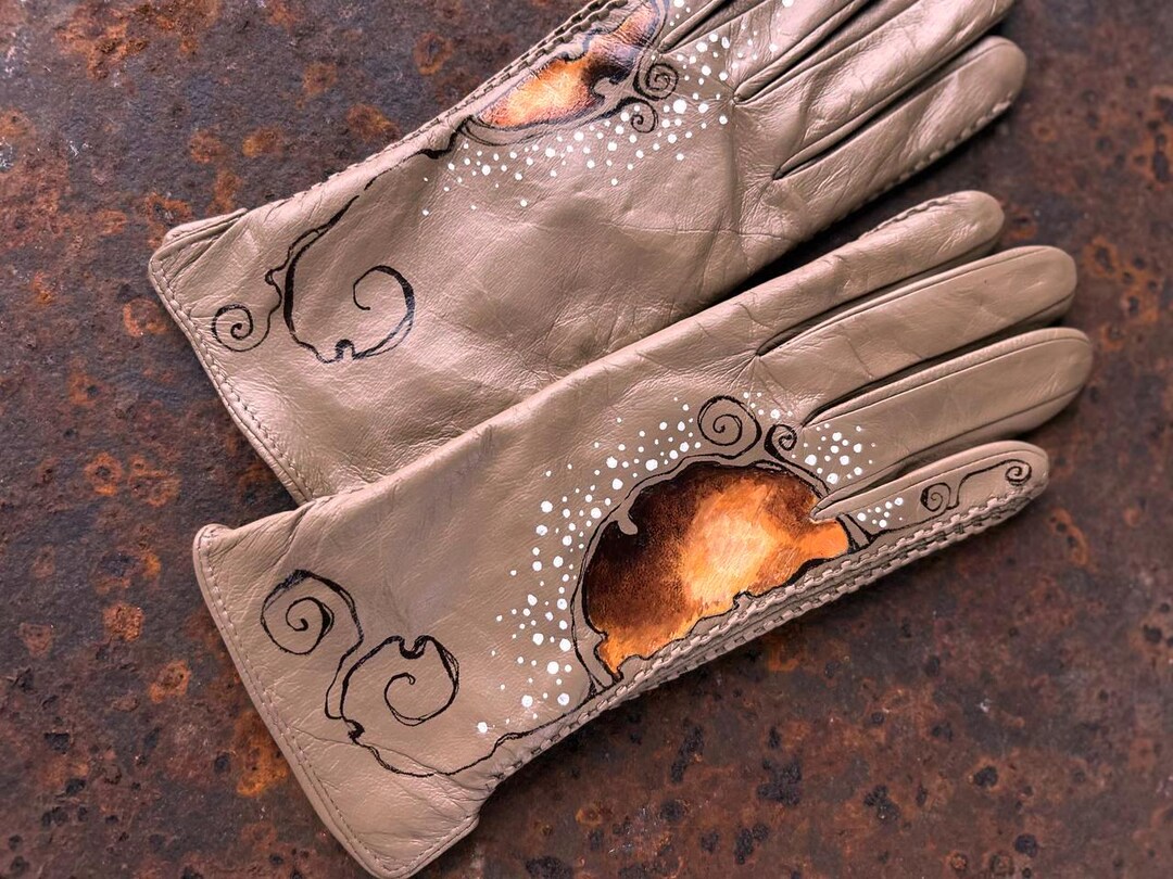 Guantes de piel color marfil personalizados. Calentadores de brazos ...