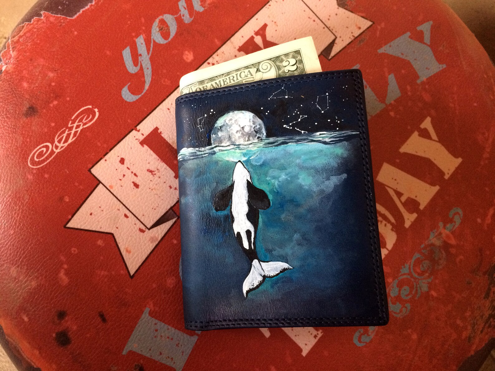 Orca Mens Wallet Trifold. Killer Whale & Celestial Art. Hand | Etsy