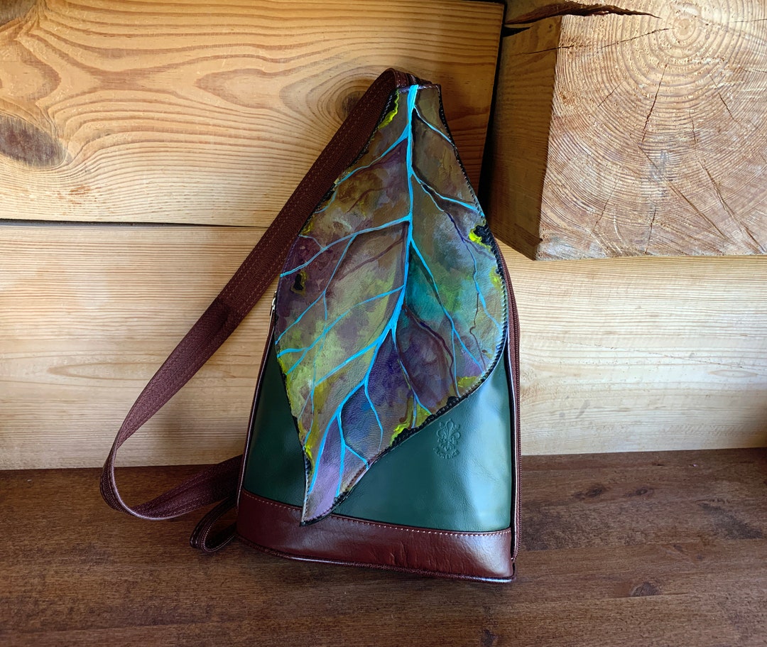 Leaf Backpack Tiny Convertible Backpack Purse Hand Painted - Etsy