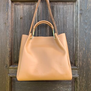 Leather Laptop Bag Women Flower Large Tote Bag Hand Painted Brown Work ...