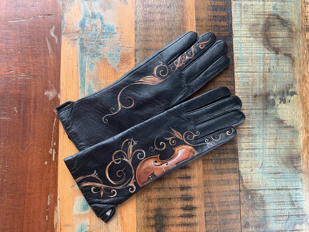 Light Academia Gloves Womens Leather Gloves Ladies Violin Gifts Hand ...