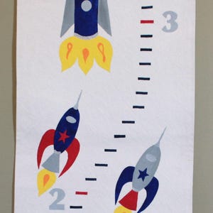 Growth Chart Rocket Ships, Red, Blue & Gray, Customizable Handpainted ...