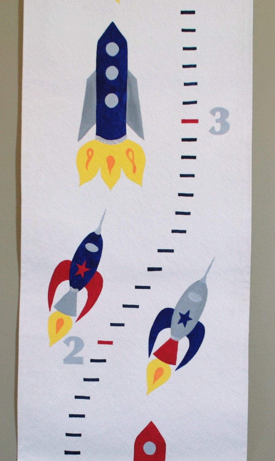 Growth Chart Rocket Ships, Red, Blue & Gray, Customizable Handpainted ...