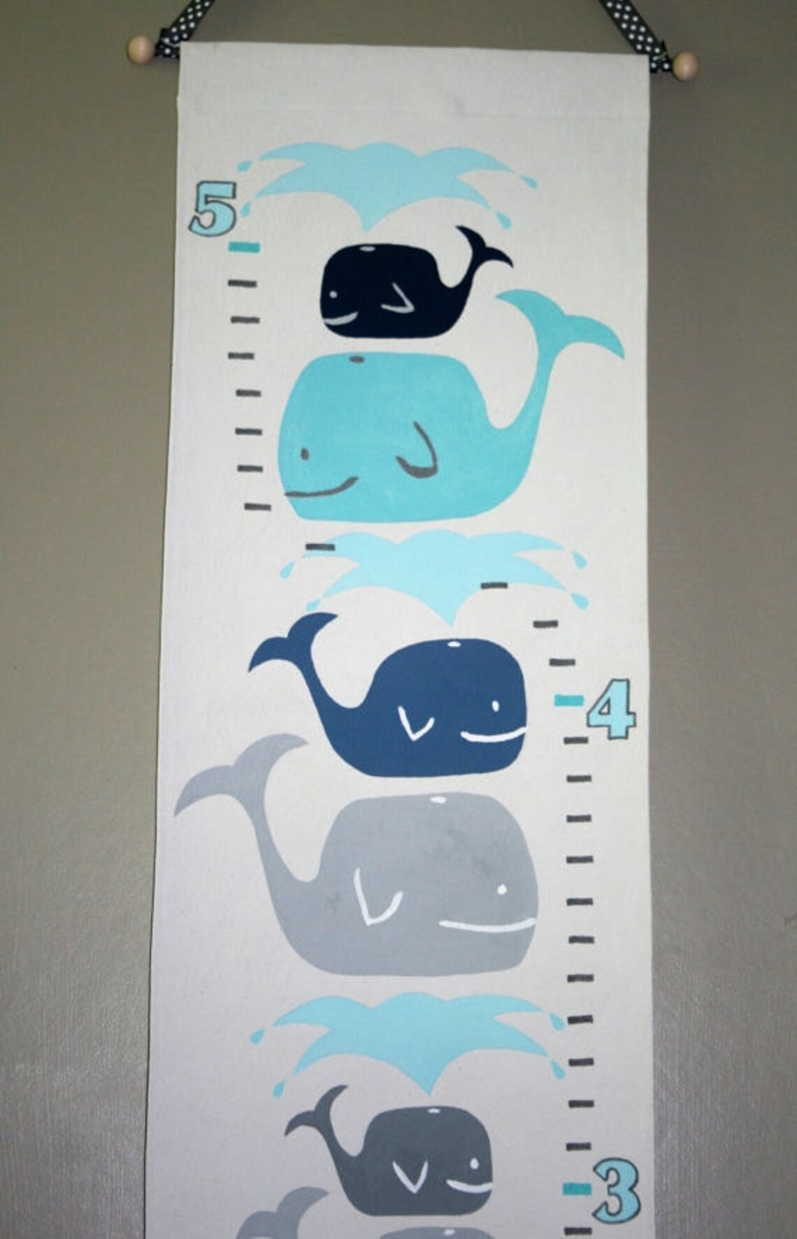 Growth Chart Playful Whales Nautical Navy Aqua and Gray - Etsy