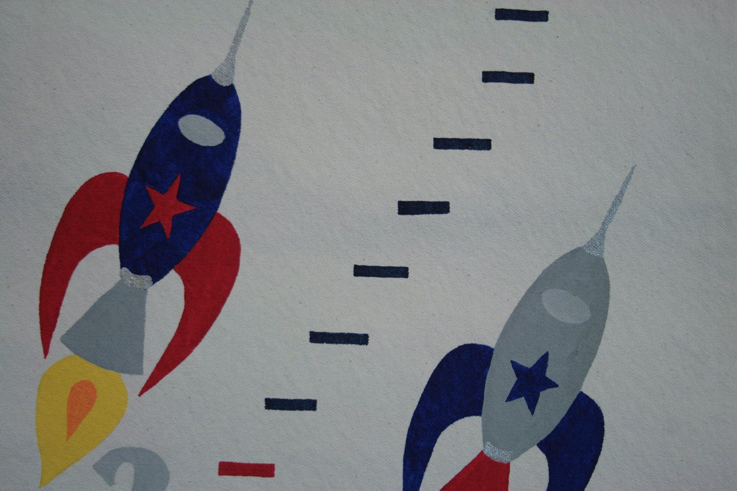 Growth Chart Rocket Ships, Red, Blue & Gray, Customizable Handpainted ...