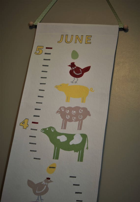 Growth Chart Barnyard Animals Red Yellow Green Farm | Etsy