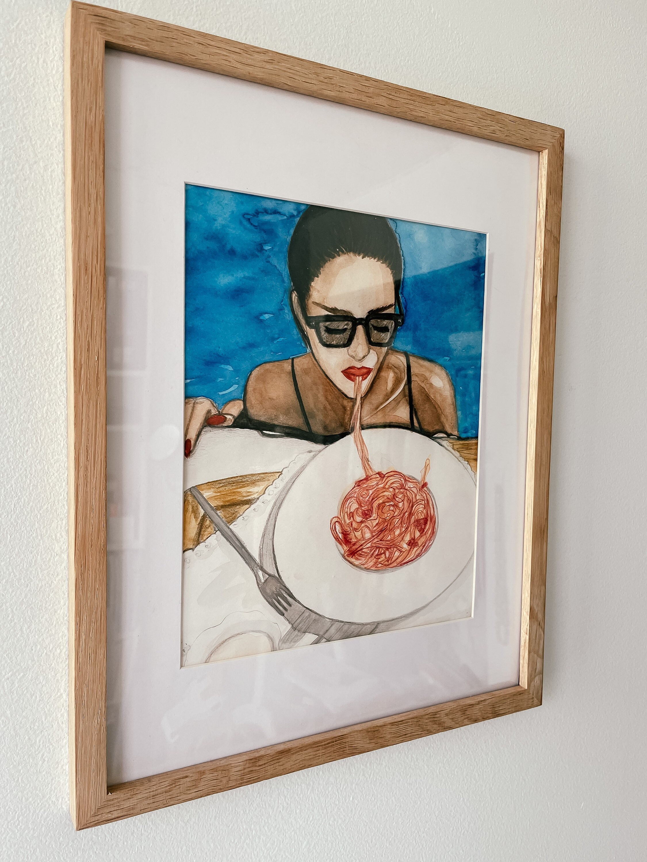 Poolside Pasta Girl: Fashion Illustration Watercolor Art Print - Etsy
