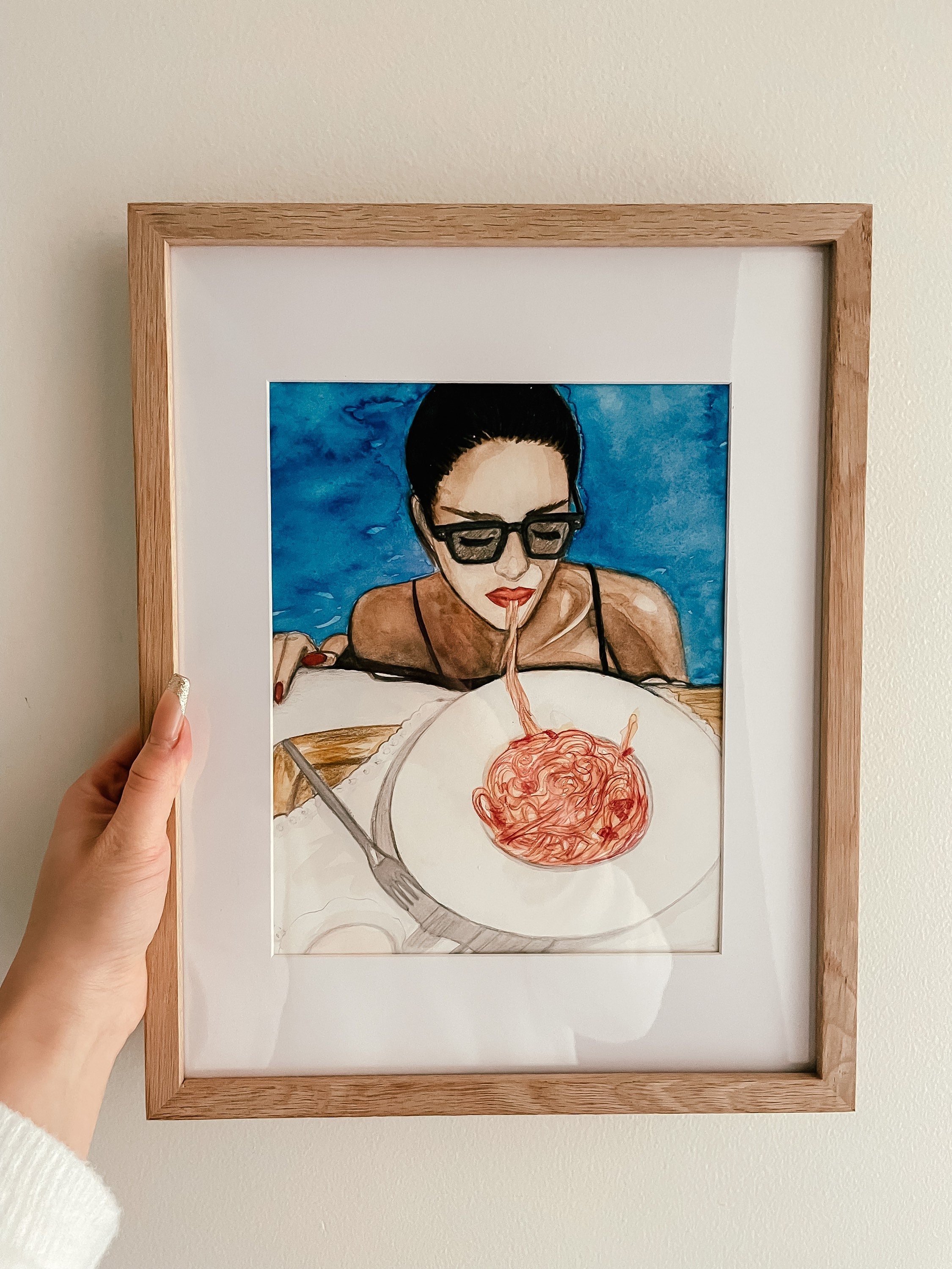 Poolside Pasta Girl: Fashion Illustration Watercolor Art Print - Etsy