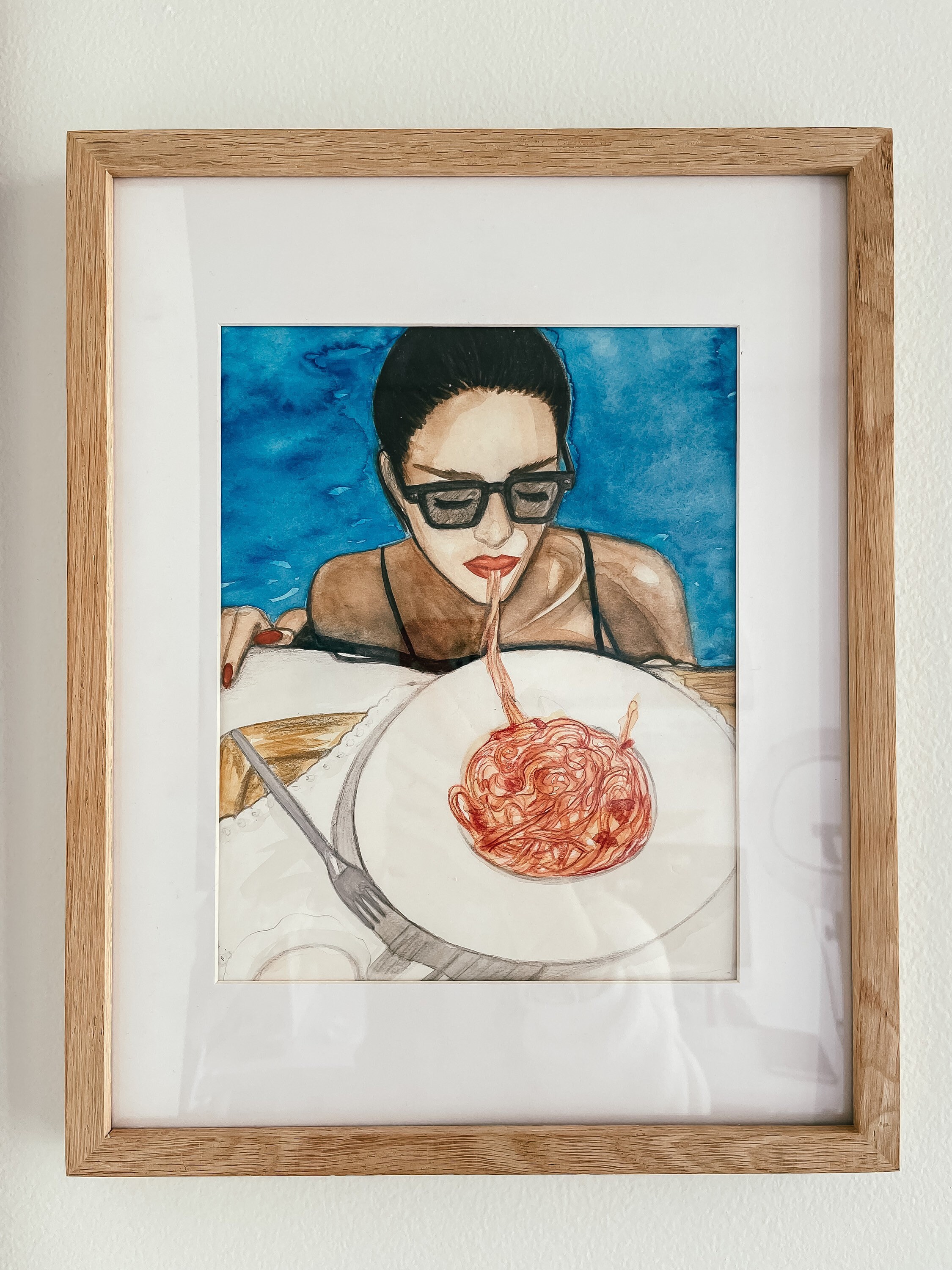 Poolside Pasta Girl: Fashion Illustration Watercolor Art Print - Etsy