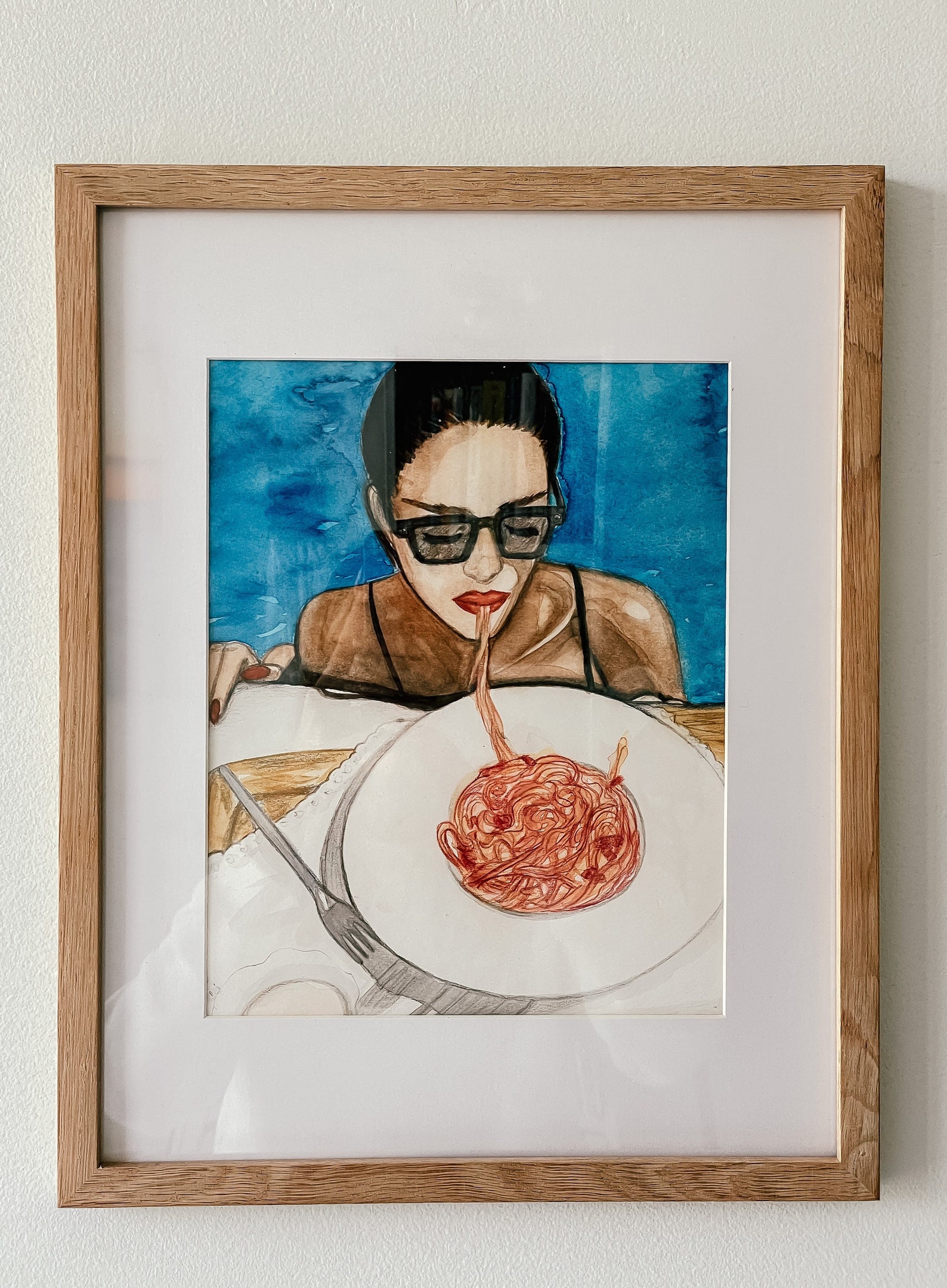 Poolside Pasta Girl: Fashion Illustration Watercolor Art Print - Etsy