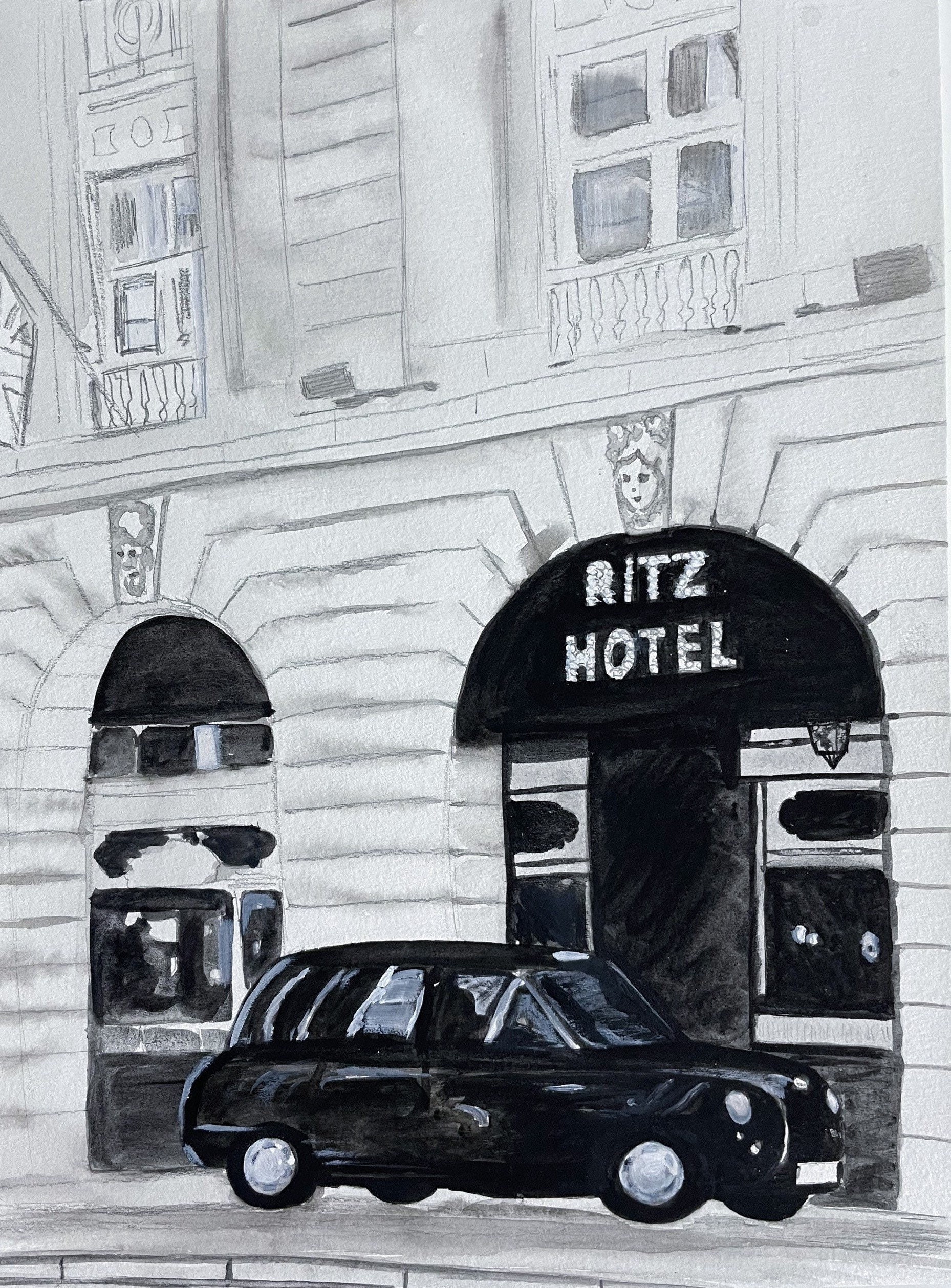 The Ritz Hotel London Fashion Illustration Fashion Art | Etsy