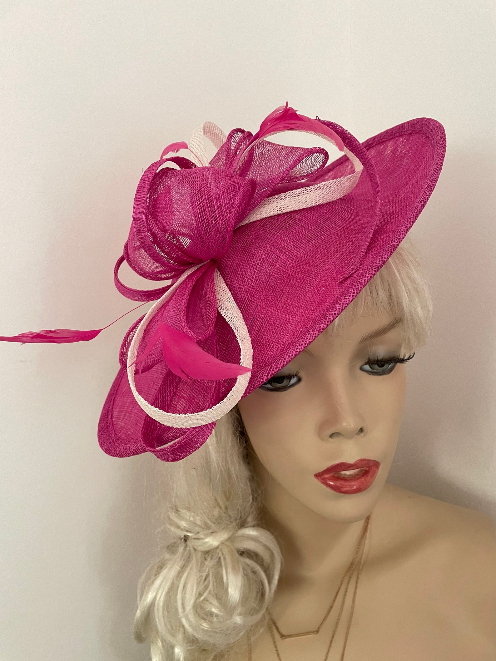 Fascinator Hat Fuchsia Pink Ivory Saucer Headpiece on - Etsy UK