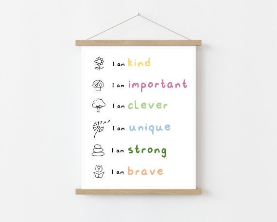 Positive Affirmations Poster Print Digital Download Nursery - Etsy