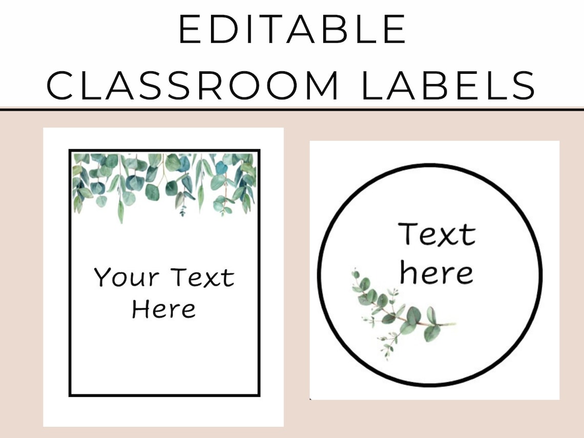 Eucalyptus Editable Power Point Classroom Labels Natural - Etsy