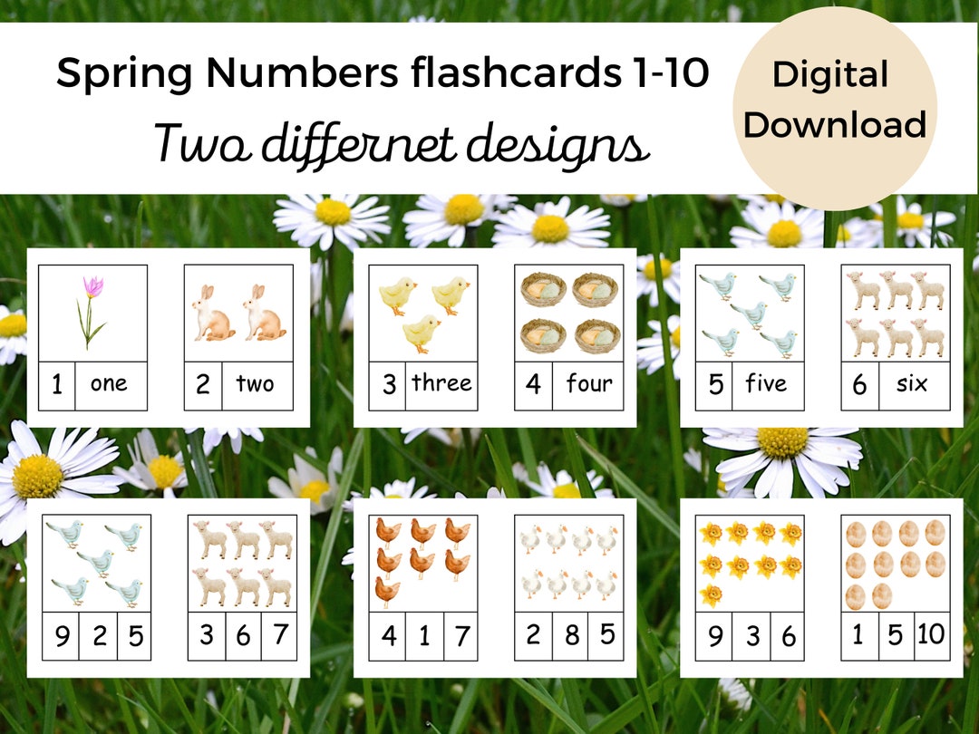 Spring Number Flash Cards 1-10 | Number Flash Cards | Digital Download ...