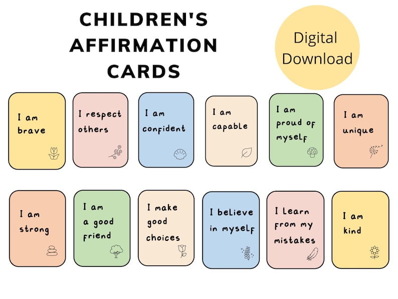 Children's Positive Affirmations Cards Digital Download. Mindfulness ...
