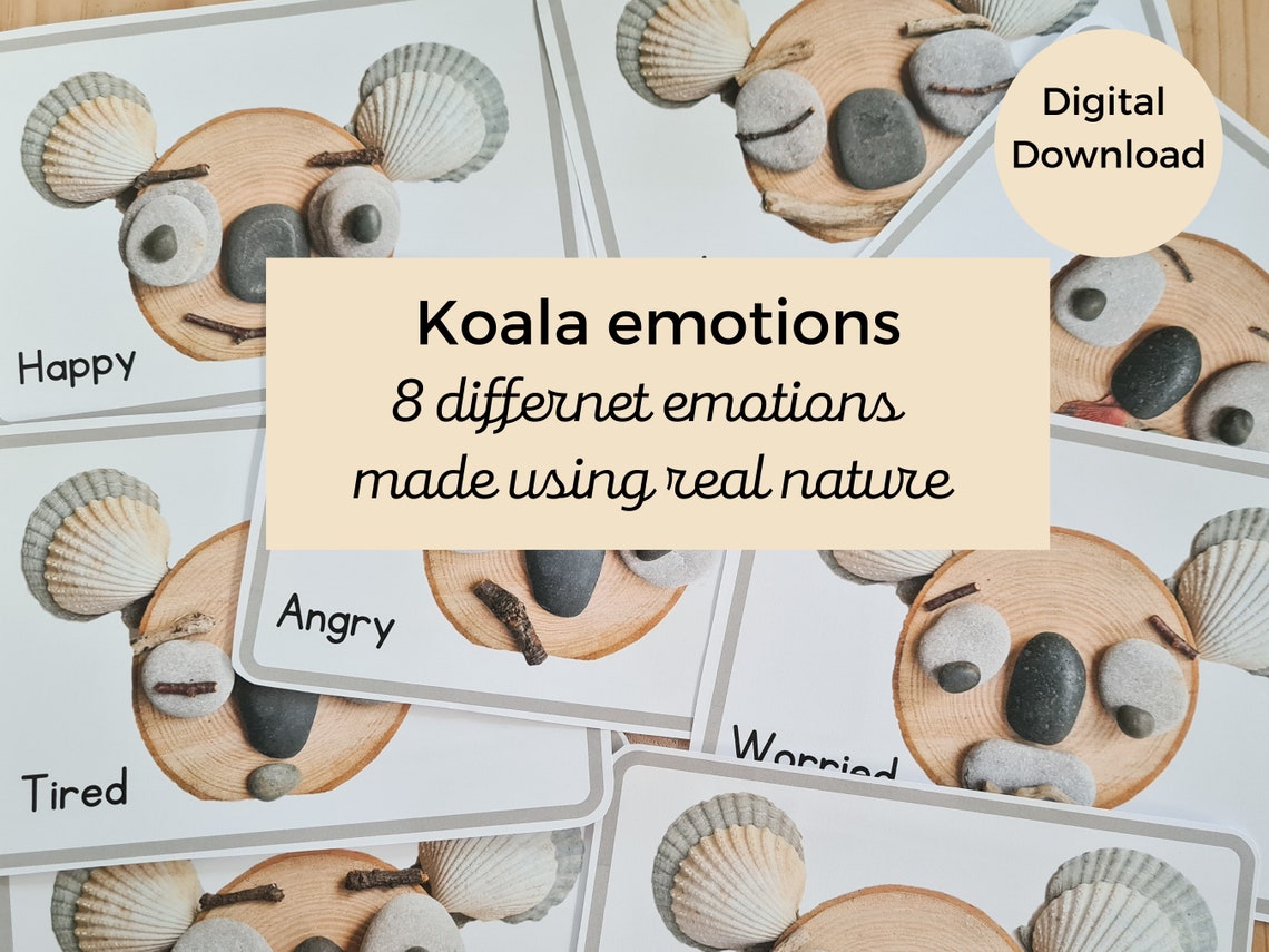 Koala Emotions Flash Cards Nature Emotions Digital Download Kids ...