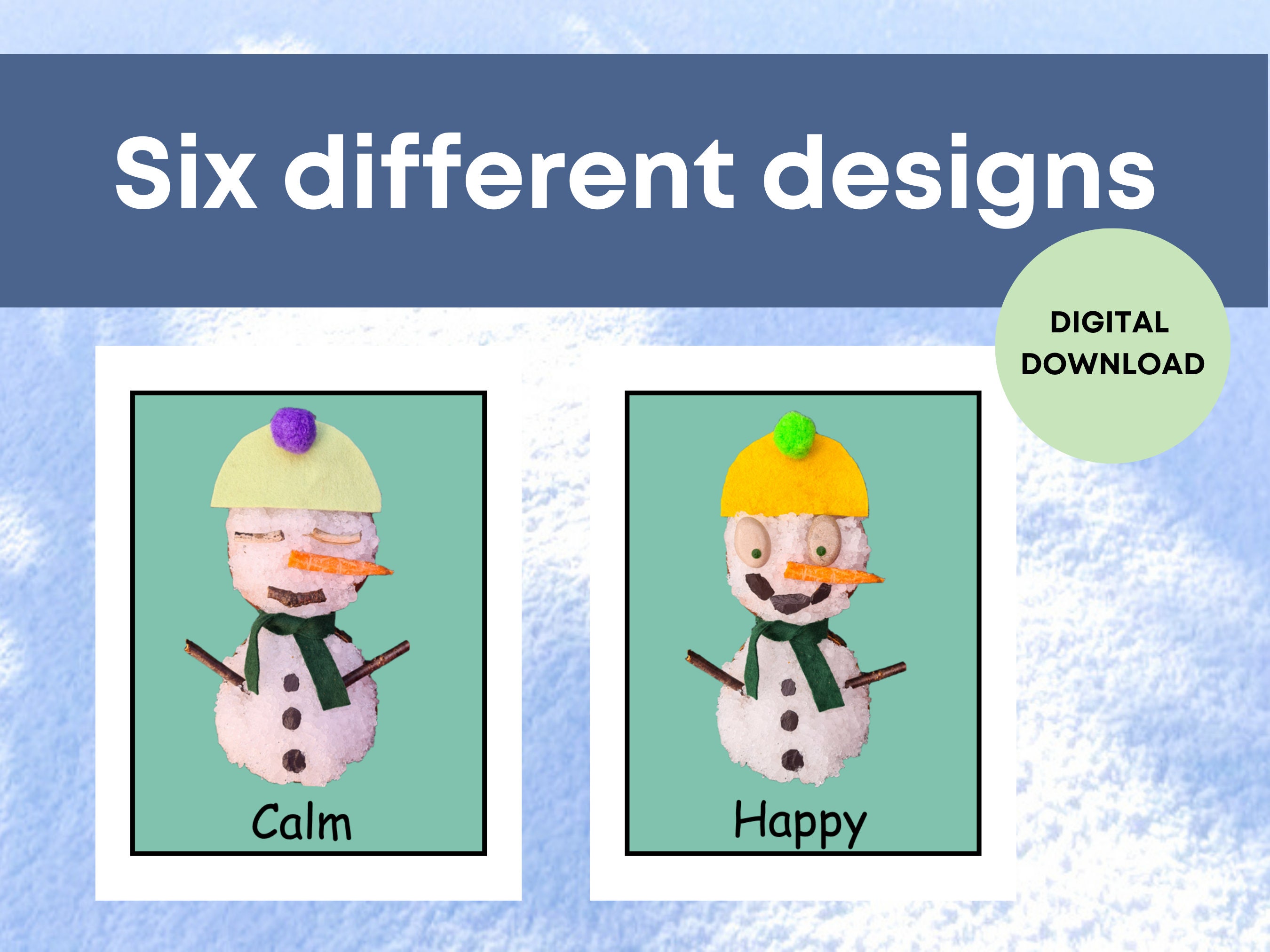Snowmen Emotions Feelings Flash Cards Digital Download Kids - Etsy