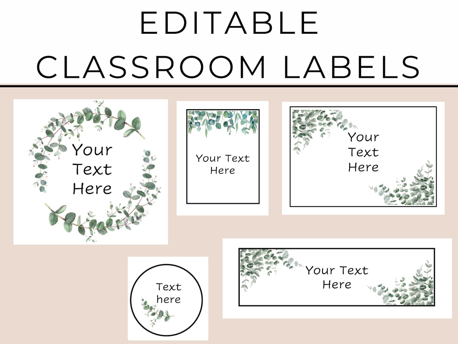 Eucalyptus Editable Power Point Classroom Labels Natural - Etsy