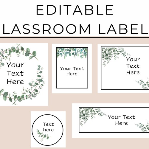 Eucalyptus Editable Power Point Classroom Labels Natural - Etsy