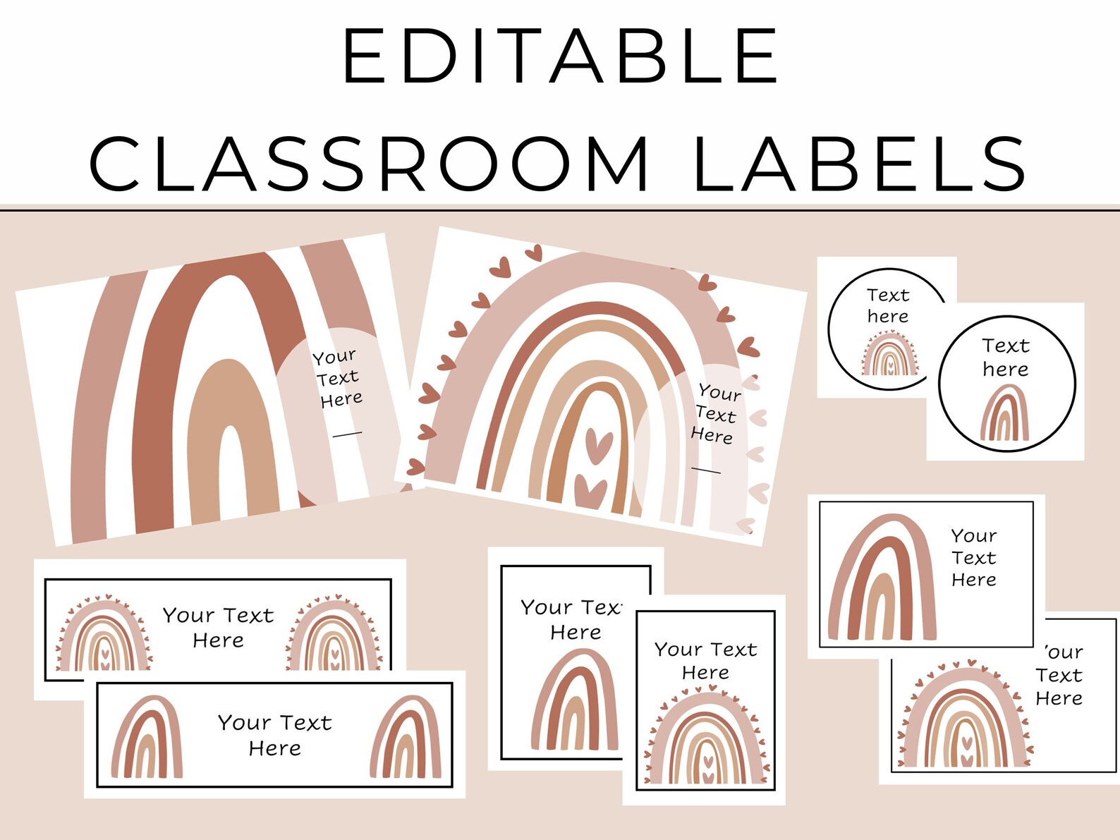 Boho Rainbow Theme Editable Classroom Labels | Digital Download | Boho ...